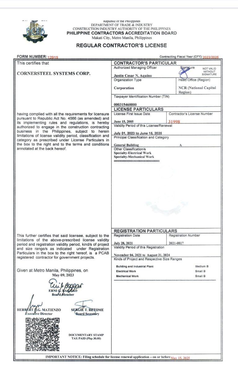Company Overview – Cornersteel Systems Corporation